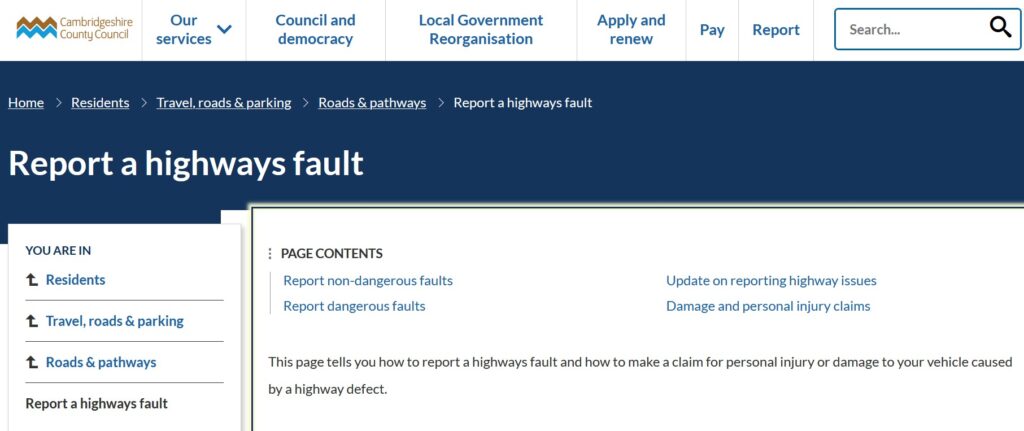 You Can Report Highways Faults – Inc Potholes | Cllr Roy Gerstner ...